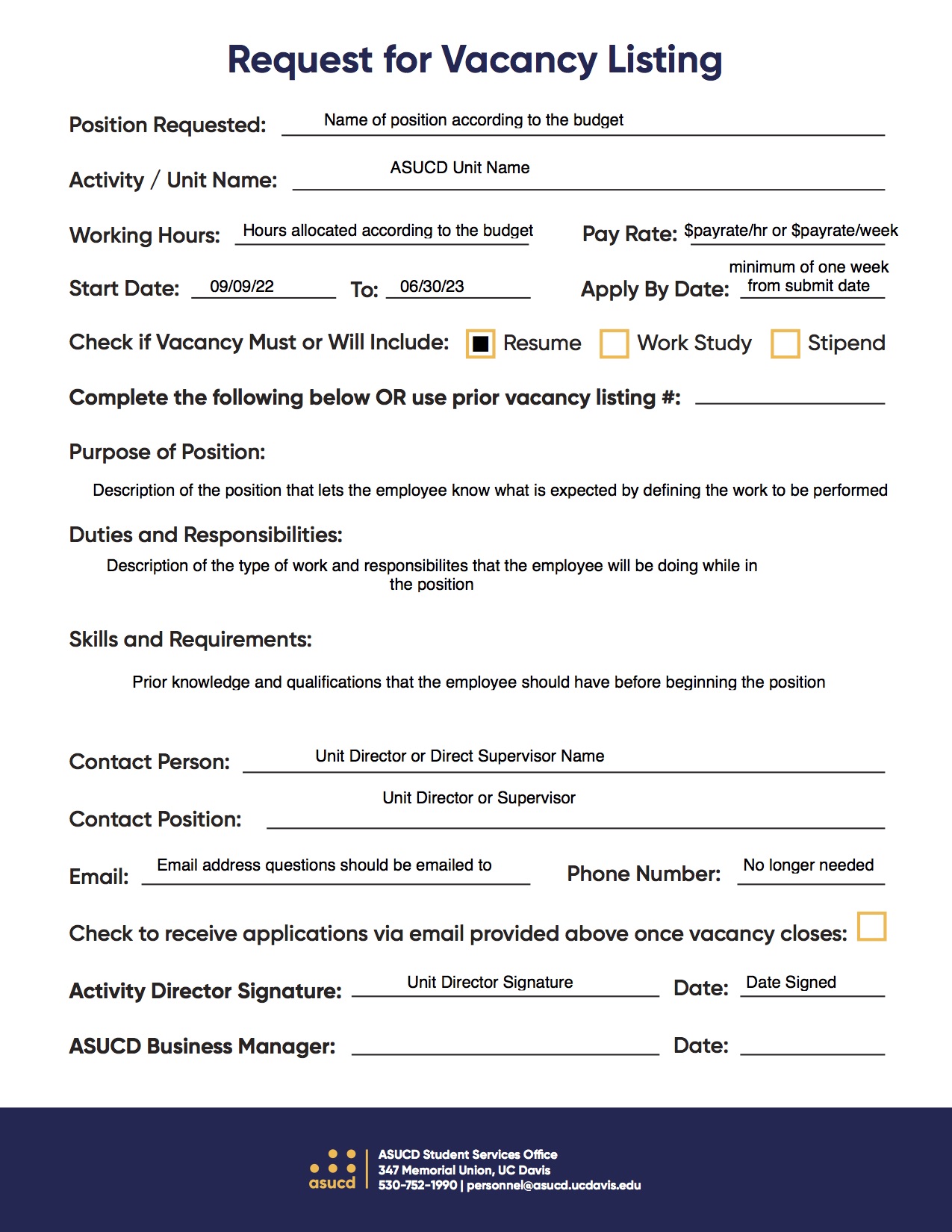 Vacancies - Job Posting Requests | HeadQuarter's Office (HQ)